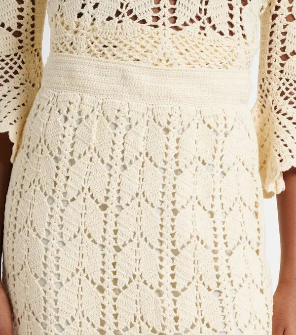Zimmermann Crochet Cotton Midi Skirt - White