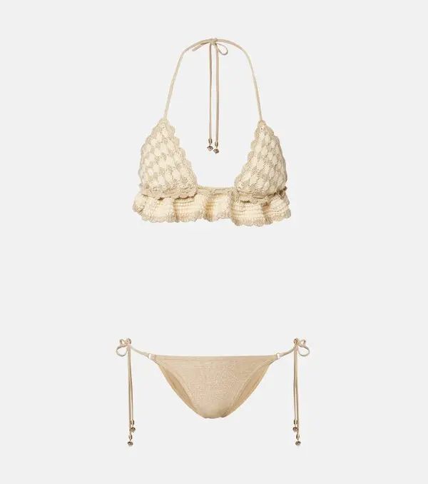 Zimmermann Wanderlust Crochet And Lamé Bikini - White