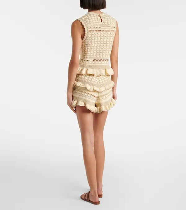 Zimmermann Wanderlust Crochet Tiered Shorts