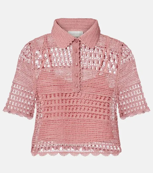 Zimmermann Wanderlust Crochet Cotton-blend Top - Pink