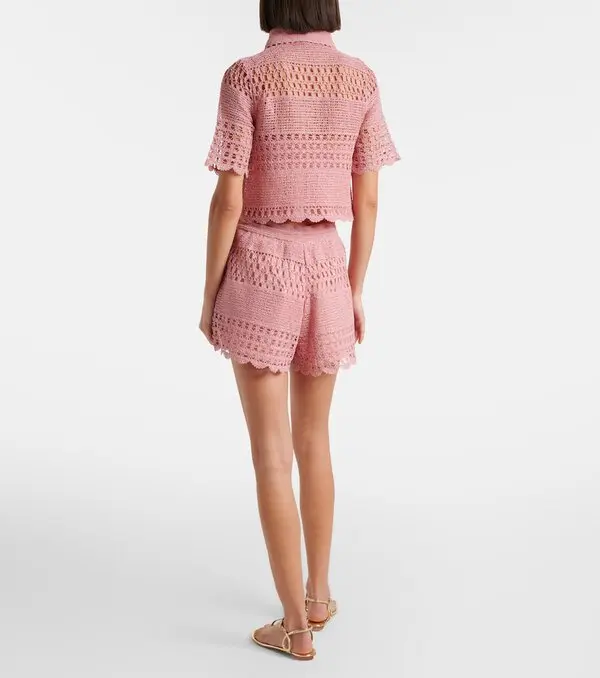 Zimmermann Wanderlust Crochet Shorts - Pink