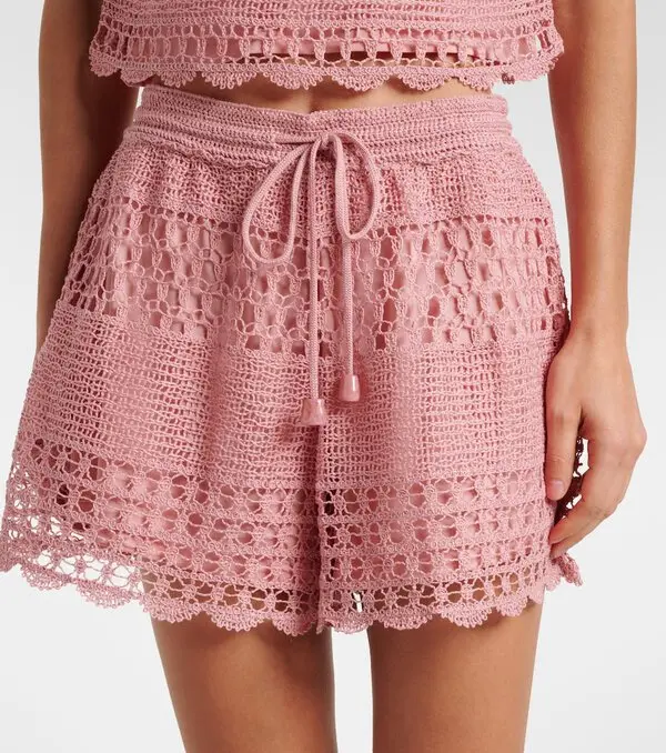 Zimmermann Wanderlust Crochet Shorts - Pink