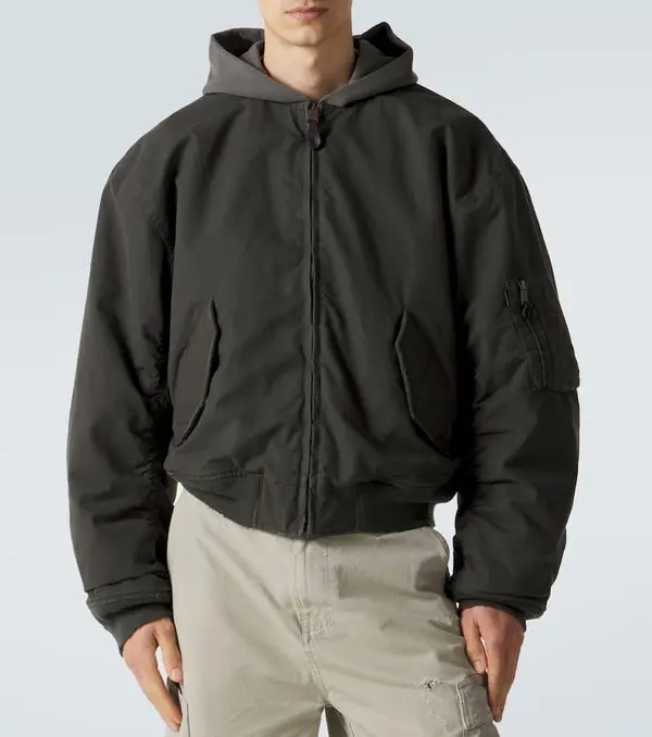 Balenciaga Cotton-blend Hooded Bomber Jacket