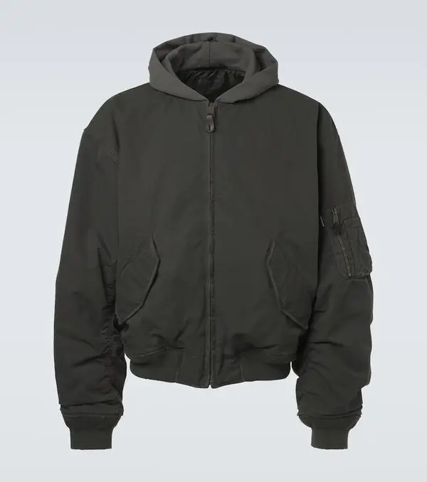 Balenciaga Cotton-blend Hooded Bomber Jacket - Grey