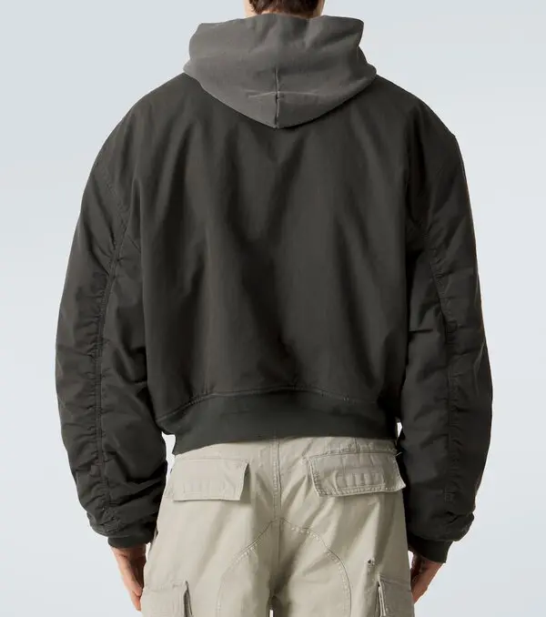 Balenciaga Cotton-blend Hooded Bomber Jacket - Grey