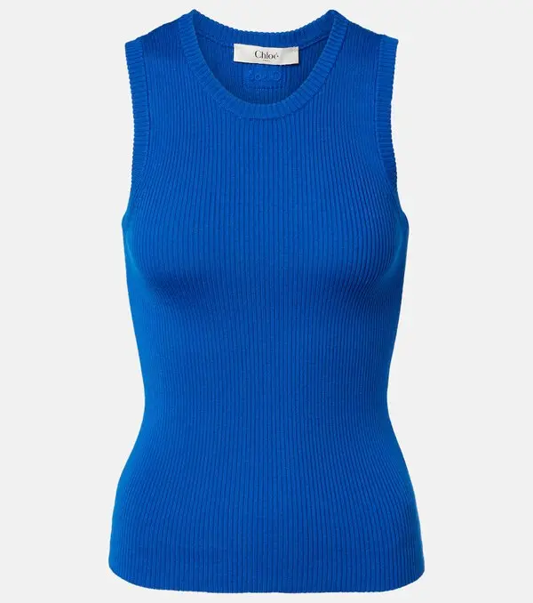 Chloé Ribbed-knit Wool Tank Top - Blue