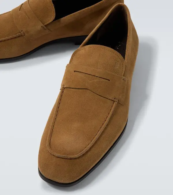 TOD'S Suede Penny Loafers - Brown