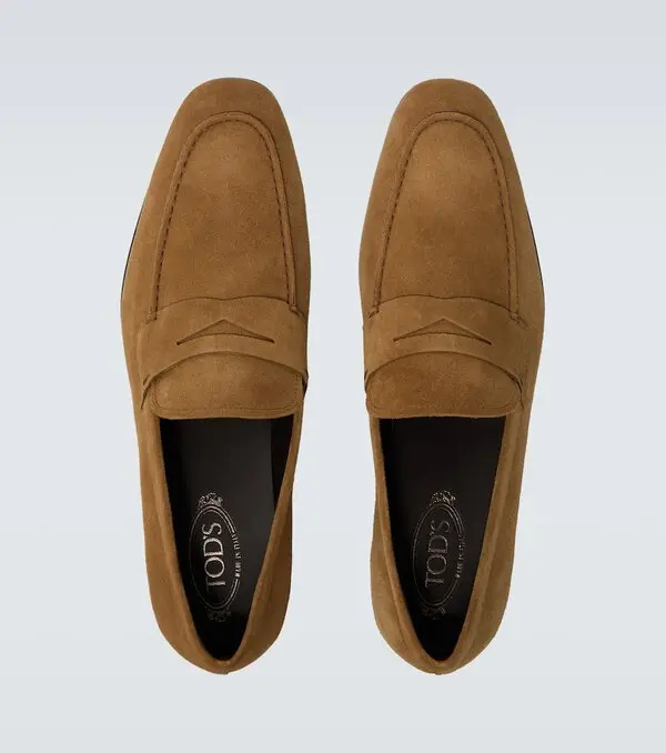 TOD'S Suede Penny Loafers - Brown