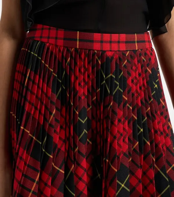 Alexander McQueen Tartan Pleated Midi Skirt - Red