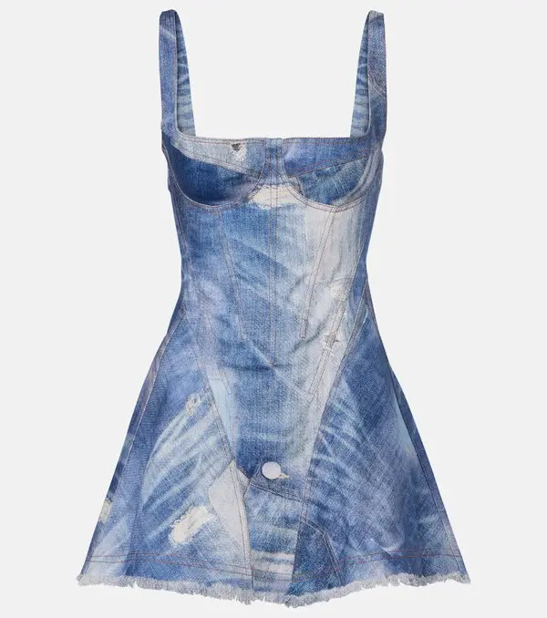 Roberto Cavalli Faded Denim Mini Dress