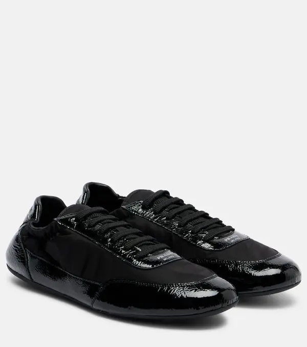 Prada Re-nylon And Leather Sneakers - Black