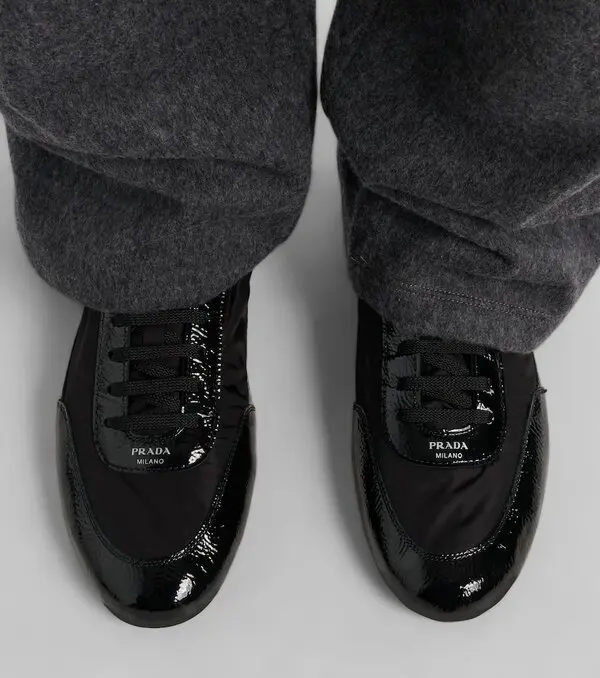 Prada Re-nylon And Leather Sneakers - Black