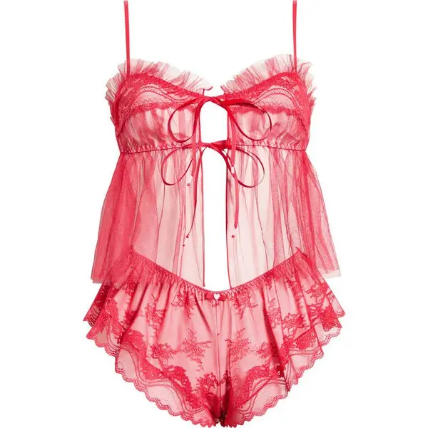 Free People Nightcall Boudoir Pajamas - Lux Red Combo