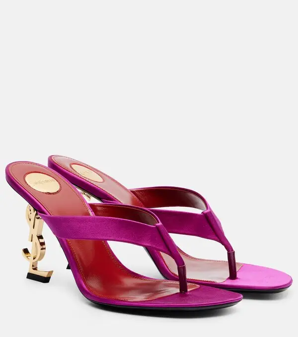 Saint Laurent Opyum Crêpe Satin Thong Sandals