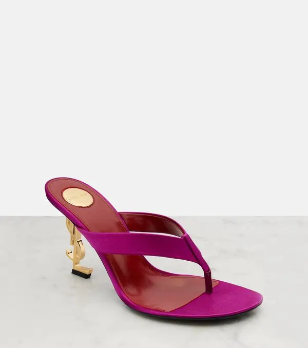 Saint Laurent Opyum Crêpe Satin Thong Sandals