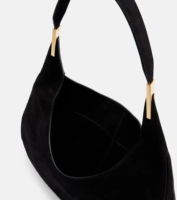Savette Florence Large Suede Shoulder Bag - Black