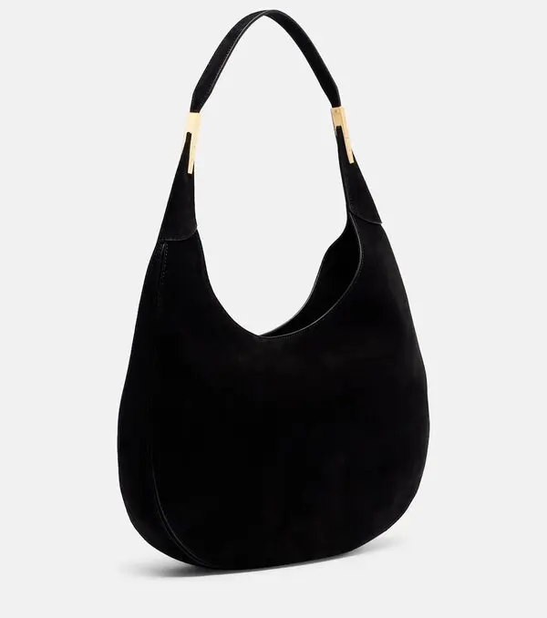 Savette Florence Large Suede Shoulder Bag - Black