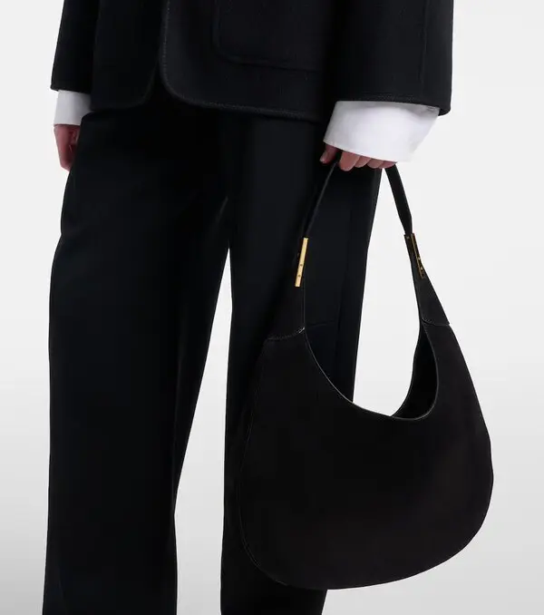 Savette Florence Large Suede Shoulder Bag - Black