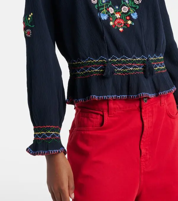 Rixo Embroidered Cotton Top