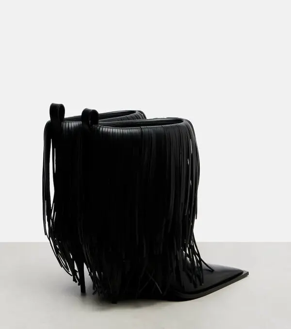Balenciaga Avenue Fringe Leather Ankle Boots