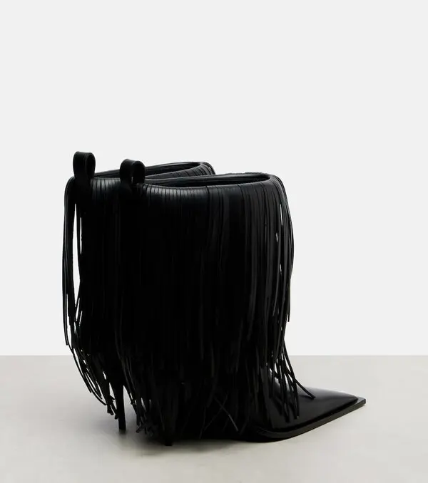 Balenciaga Avenue Fringe Leather Ankle Boots
