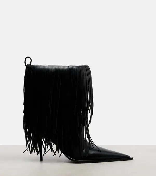 Balenciaga Avenue Fringe Leather Ankle Boots