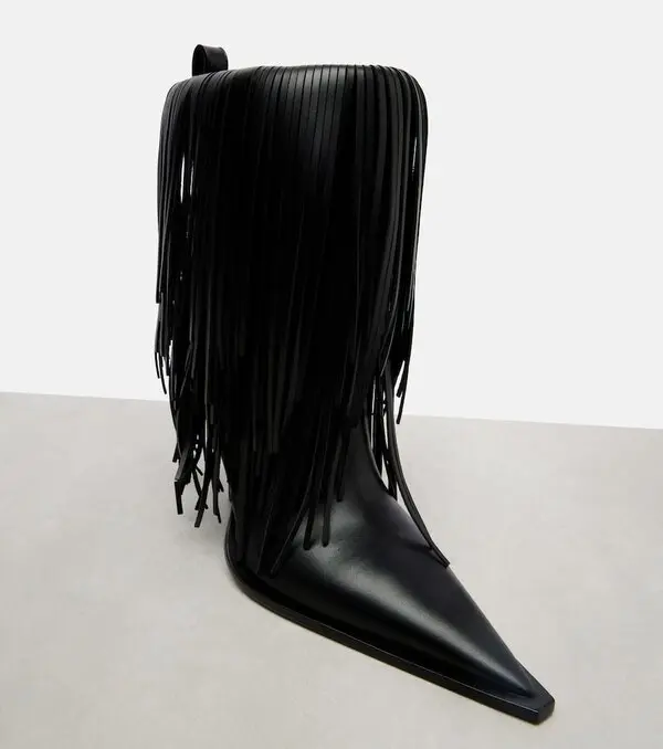 Balenciaga Avenue Fringe Leather Ankle Boots