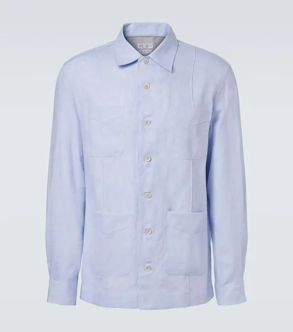 Brunello Cucinelli Linen And Cotton-blend Shirt - Blue