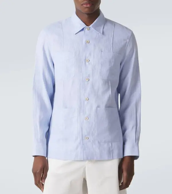 Brunello Cucinelli Linen And Cotton-blend Shirt - Blue