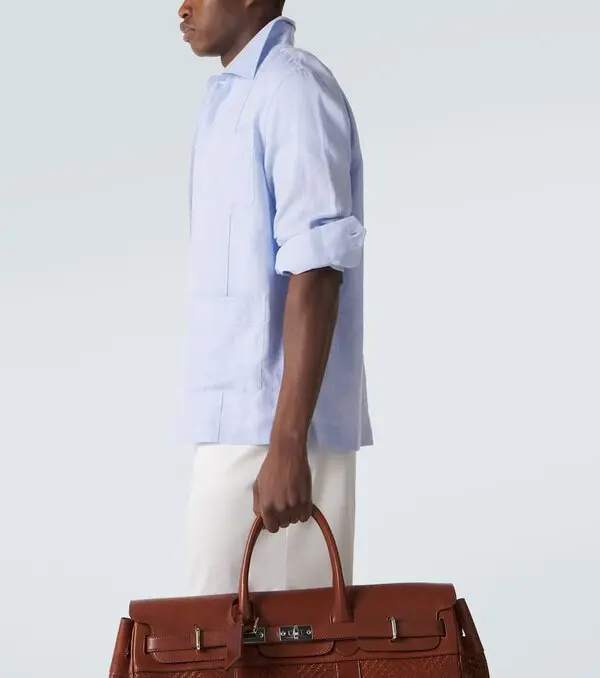 Brunello Cucinelli Linen And Cotton-blend Shirt - Blue