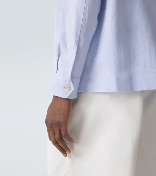 Brunello Cucinelli Linen And Cotton-blend Shirt - Blue