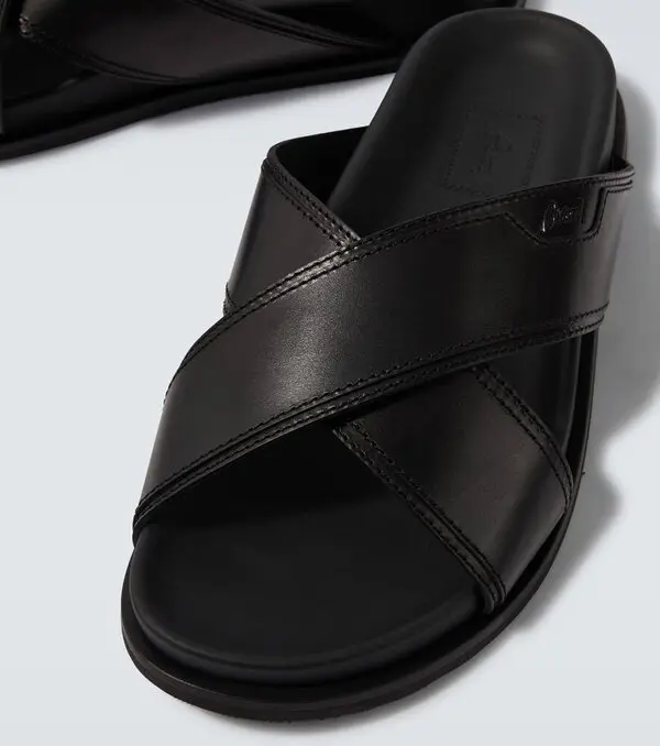Brioni Criss-cross Leather Slides