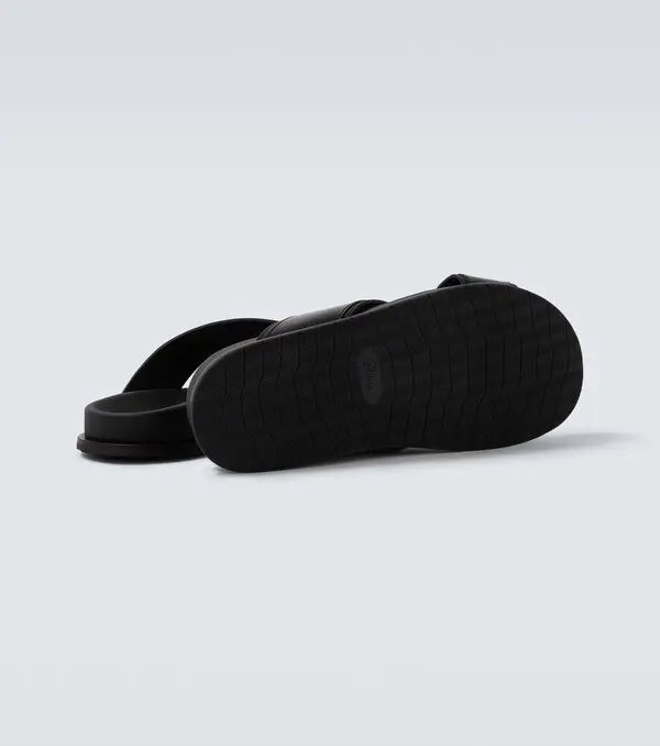 Brioni Criss-cross Leather Slides