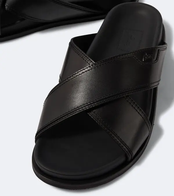 Brioni Criss-cross Leather Slides