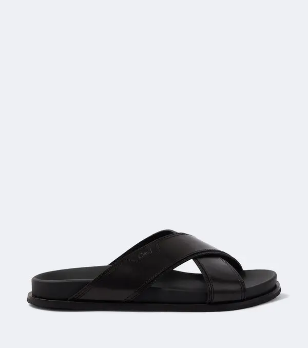 Brioni Criss-cross Leather Slides