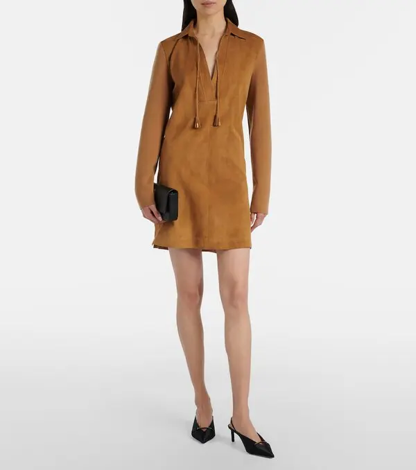 TOM FORD Wool-blend And Suede Minidress - Brown