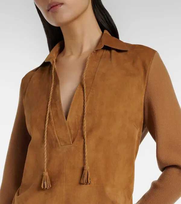 TOM FORD Wool-blend And Suede Minidress - Brown