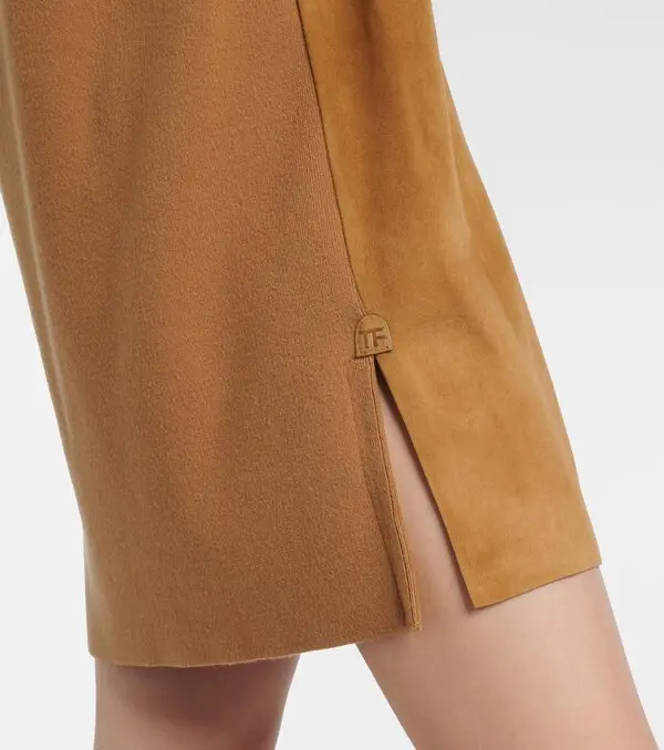 TOM FORD Wool-blend And Suede Minidress - Brown