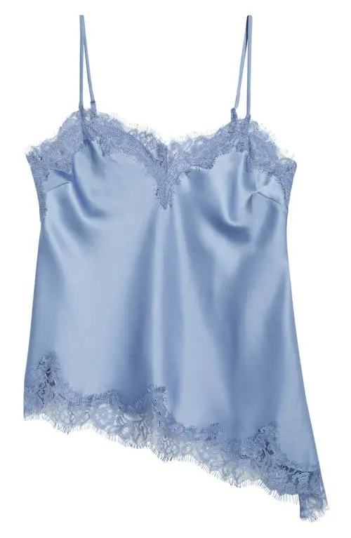 OPEN EDIT Lace Trim Satin Camisole - Blue Umbra