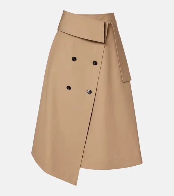 RÓHE Asymmetric Cotton Canvas Midi Skirt - Beige