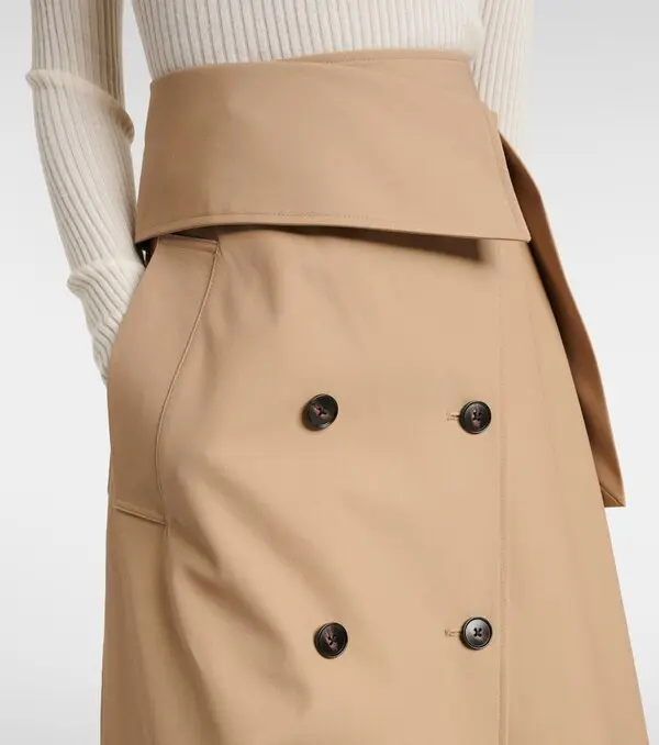 RÓHE Asymmetric Cotton Canvas Midi Skirt - Beige