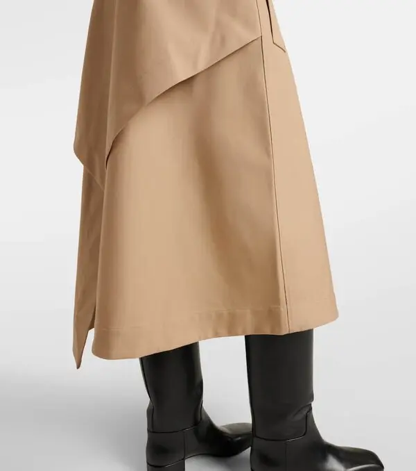 RÓHE Asymmetric Cotton Canvas Midi Skirt - Beige