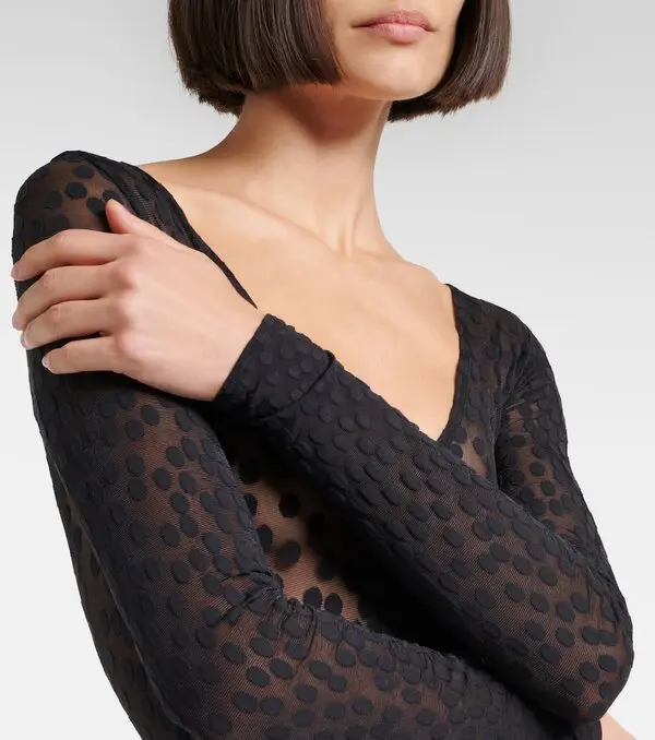 Wolford Sweet Dots Polka-dot Sheer Catsuit