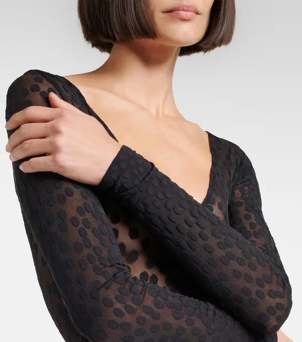 Wolford Sweet Dots Sheer Catsuit - Black