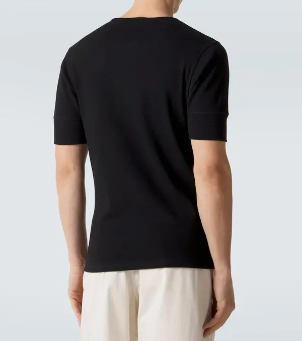 LEMAIRE Cotton And Linen Henley Shirt - Black