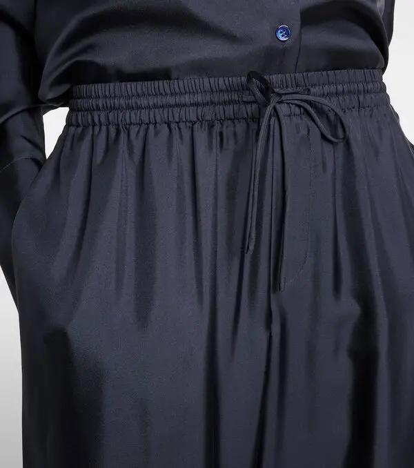 RÓHE Silk Straight-leg Trousers - Blue