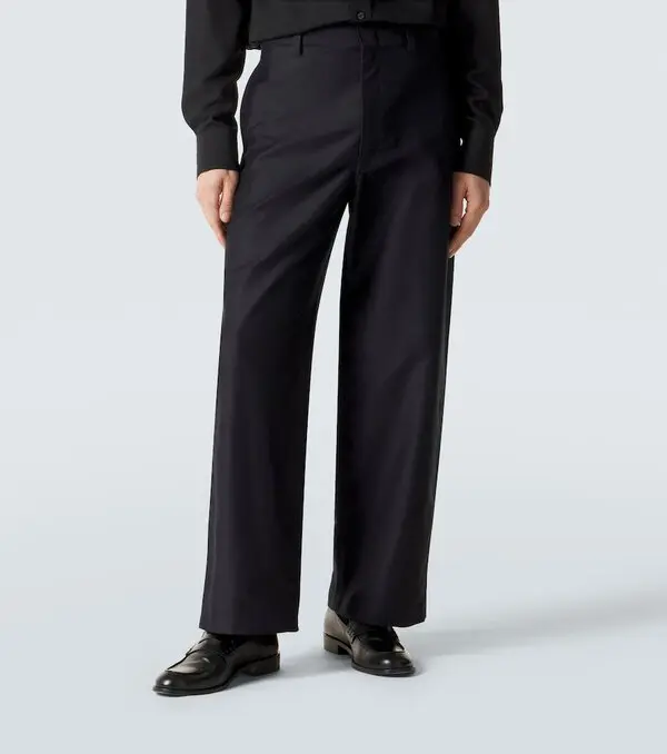 LEMAIRE Cotton Satin Suit Trousers - Blue
