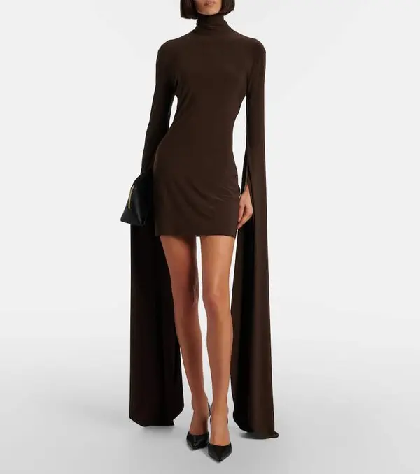 Norma Kamali Draped Turtleneck Mini Dress