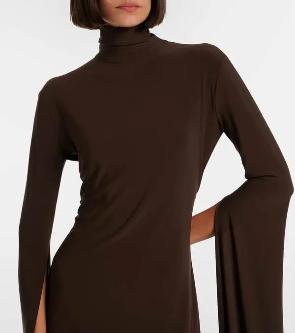 Norma Kamali Draped Turtleneck Mini Dress