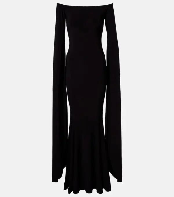 Norma Kamali Draped Off-shoulder Jersey Gown